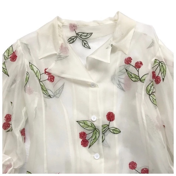 Tops | The Patrizia Sheer Cherry Blouse | Poshmark